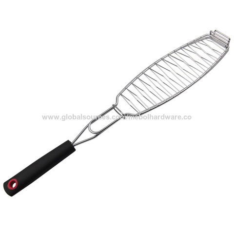 China Foldable Grilling Basket Stainless Steel BBQ Fish Net with TPR ...