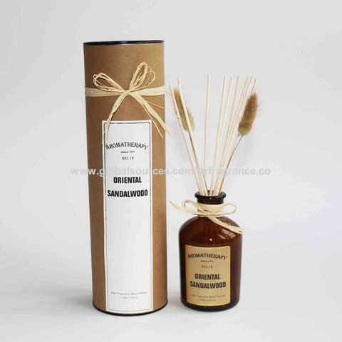 China Brown glass 100ml reed diffuser with flower in kraft package for ...