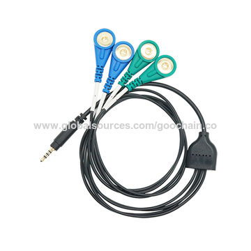 Shielding 4.0mm ECG Button Female Snap Electpode cord with Gold Plated ...