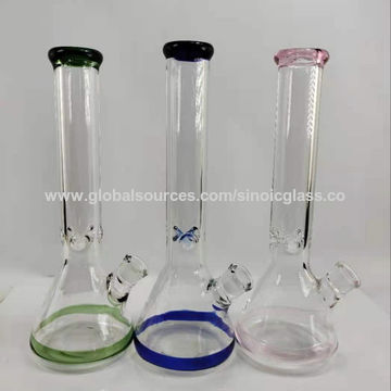 China Glycerin bong 15 inches with mixed colored oval beaker water pipe ...