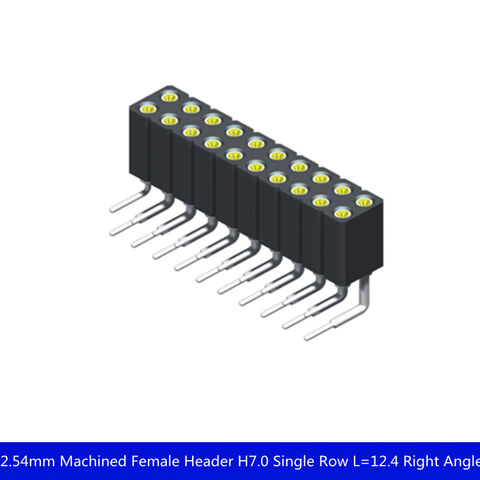 China 2.54mm Machined Female Header H7.0 Single Row L=12.4 Right Angle ...