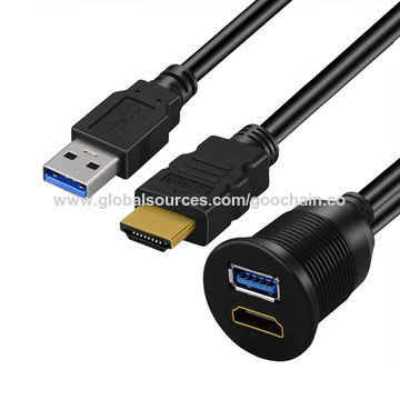China USB 3.0 Male and HDMI to USB Female Panel Mount Dashboard Cable ...