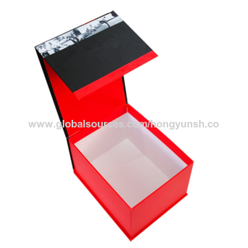 China Logo print cardboard box with magnetic lid, magnetic flip top box ...