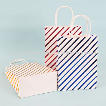 China Gold stamping diagonal stripe designkraft paper bags in stock on ...