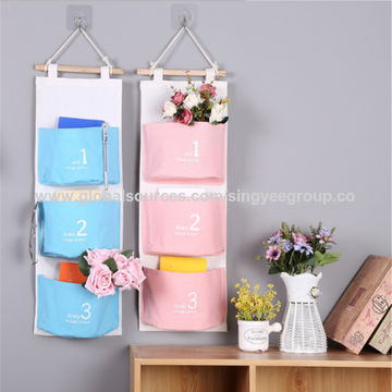 Three cotton cloth hanging pocket accommodating pocket wall face ...