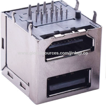 Factory Usb Hdmi Female Socket 2-in-1 Two-layer Connector 90-degree ...