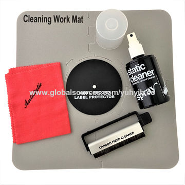 Record cleaning solution w/ cleaning work mat, record brush and record ...