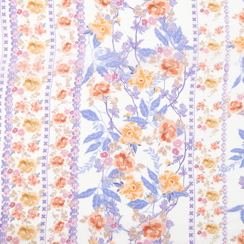 China Slight crepe 100% silk Georgette fresh florals digital printing ...