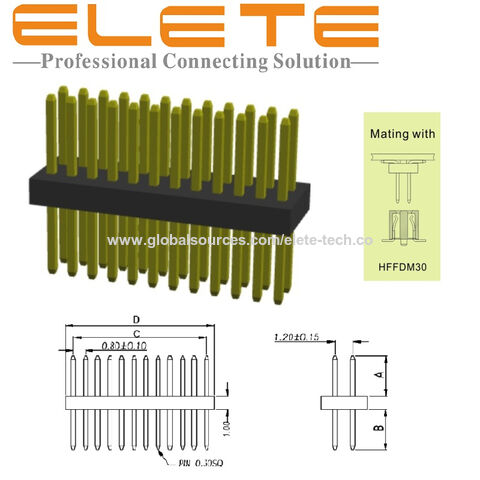 Straight Angle Pin Header, 0.8mm Pitch, Male Header, Dual Rows Dip Type - Buy China Wholesale ...