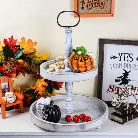 Distressed Farmhouse decor Home Goods Large Metal Handle White Round ...