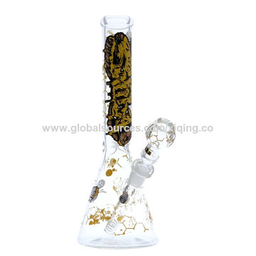 China Decales design in srock Glass bong Straight Tube beaker Bong ...