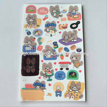 Hot Selling Custom Cute Cat Hologram Printing Kawaii Sticker Sheet ...