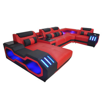 China New Music player USB Lights Living Room Sofas 5 6 7 Seats Leather ...