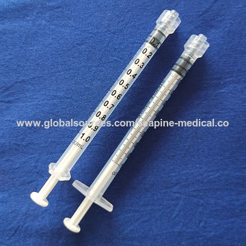 China 1ml Disposable syringe without needle, luer lock tip on Global ...