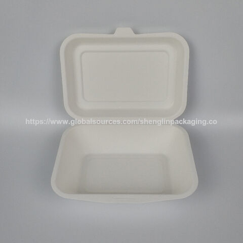 Fast Food Packaging Biodegradable 600 Ml Sugarcane Bagasse Paper Pulp Clamshell Hamburger Boxes ...