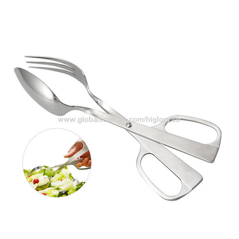 China Stainless Steel Salad Servers Spoon Scissor Tong Serving Tong ...