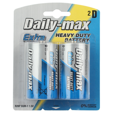 Daily-max D R20P Blister Pack Heavy Duty Zinc-carbon Battery Dry Cell ...