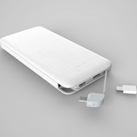 China Factory ABS Power Bank 10000mAh Built in Micro USB Cable line ...