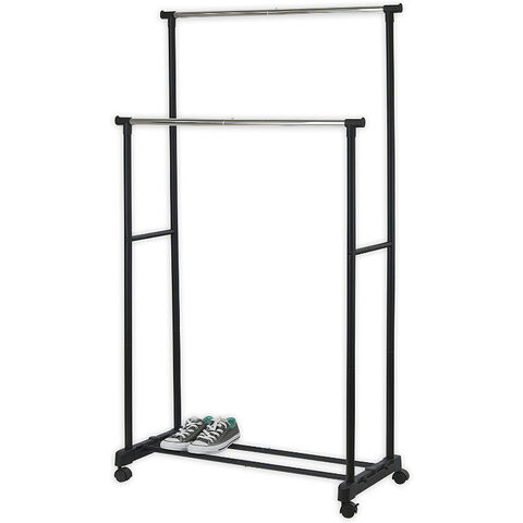 Simple Houseware Double Rod Portable Clothing Hanging Garment Rack ...