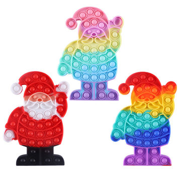 China Christmas Pop it Fidget Toy Rainbow Square Hard Shell Pop It ...