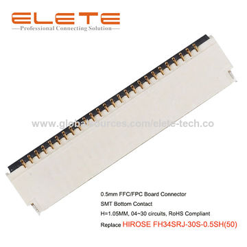 China FFC/FPC Board Connector, 0.5mm pitch SMT Bottom Contact, 30 circuits, replace HRS FH34SRJ ...