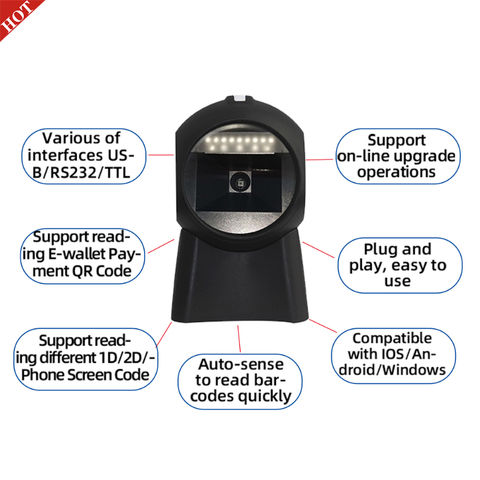 Buy Wholesale China Desktop Corded Qr Code Scanner Reader 2d Qr Code ...
