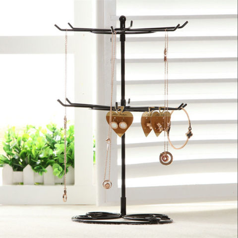 2 Tiers Spinning Metal Jewellery Display Rack, Jewelry Storage Rack ...