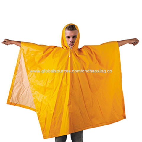 China 100% water proof PVC/polyester rain poncho with hood on Global ...