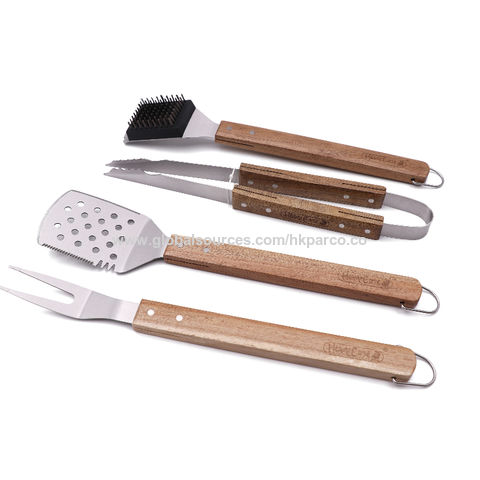 Buy Wholesale China 4 Piece Bbq Tool Set Acacia Wood Handle Stainless ...