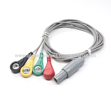 4 Push Pull Circular Aviation Connector to ECG Snap Medical 4Lead Wire ...