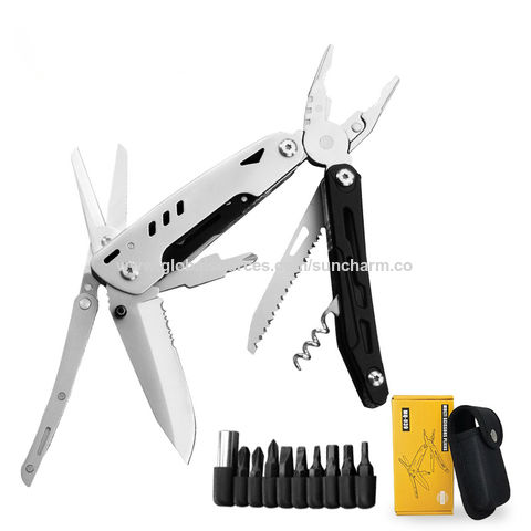 China Multitool pliers knife scissors screwdriver with 9 bits black on ...