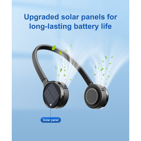 China Solar Hanging Neck Fan with 2000mAh battery solar charging for ...