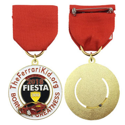 Medals, Custom medals, Soft enamel color, Shiny gold plating, With red ...