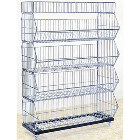 China Supermarket stacking wire basket, collapsible wire display basket ...