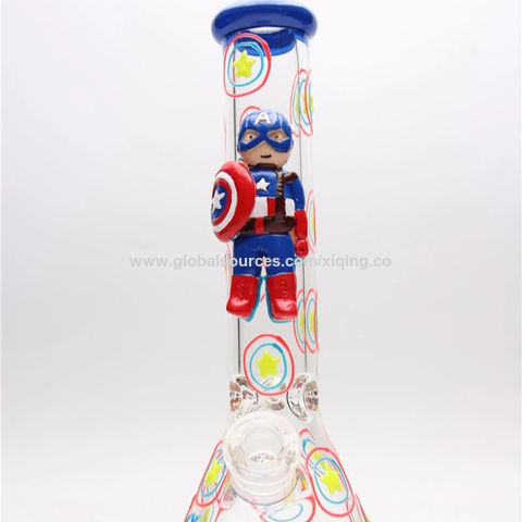 China 3D Painting Captain America Night Luminous Glass Smoking Water ...