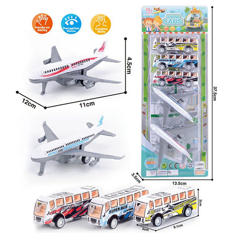 China Little Bus Mini Pull Back Airplane Bus Set Car Model For Kids ...