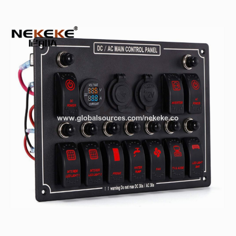 NEKEKE 12V/24V/125V/250V Waterproof LED Rocker DC/AC Switch Panel with ...