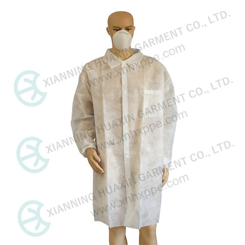 Buy Wholesale China Disposable White Pp Work Suit Lab Coat For ...