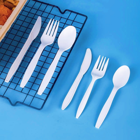 Heat Resistant Single use Disposable ASTM D6400 EN13432 Biodegradable PLA cutlery set, flatware ...