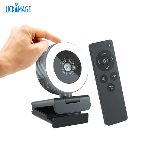 Luckimage HD Webcam, LED Ring Light USB Web Camera, 2K Autofocus ...
