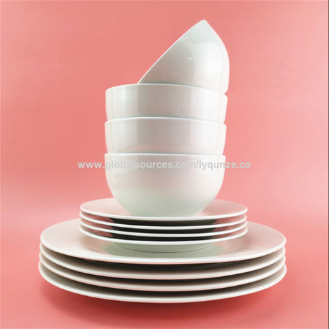Buy Wholesale China Plain White 12pcs Ceramic Porcelain Dinnerware ...