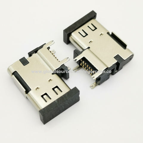 USB type C 16PIN female 3.1 connector with 5A raised base side vertical ...
