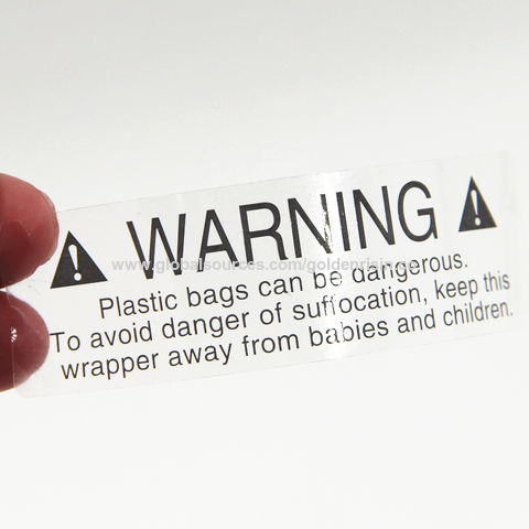 China Transparent Warning Stickers on Packaging Bag Clear Pet Labels in ...