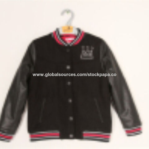 Girls Malton bomber jacket Comb pu sleeve Kids Melton Bomber jacket ...