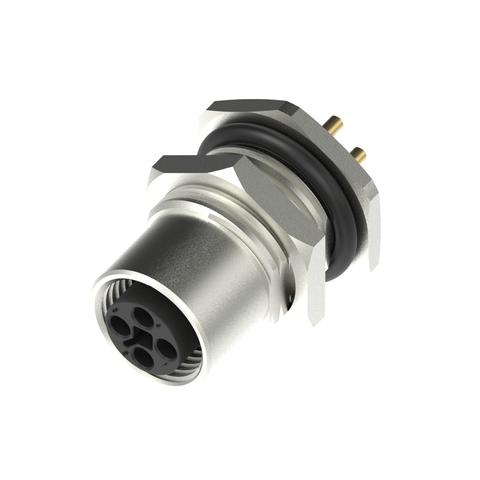 Marvtech M12 T-code receptacle connector FETF4R-P for industrial ...