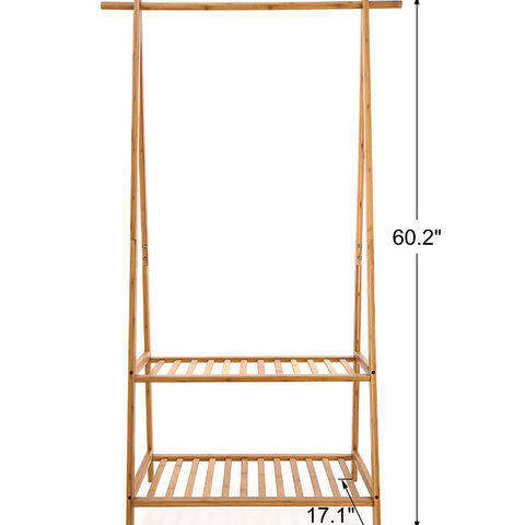 Buy Wholesale China Bamboo Coat Rack Free Standing With 2 Shelves ...
