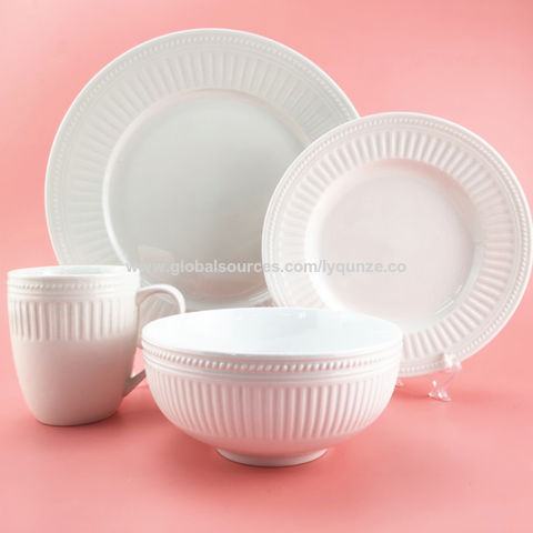 16pcs ceramic porcelain embossed dinnerware set, embossed dinnerware ...