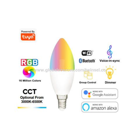 China Wi-Fi LED Bulb C37 5.5W RGB&CCT(2700K-6500K) Wi-Fi Dimming on ...