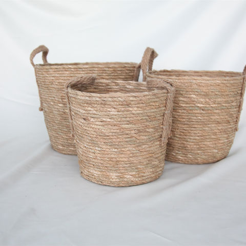 High quality cattail storage basket set outdoor planter indoor flower ...