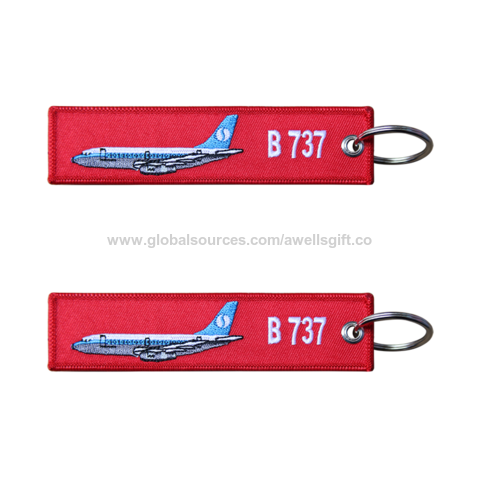 Embroidery Customized Double Sided Fabric Flight Key Chains For Airbus ...